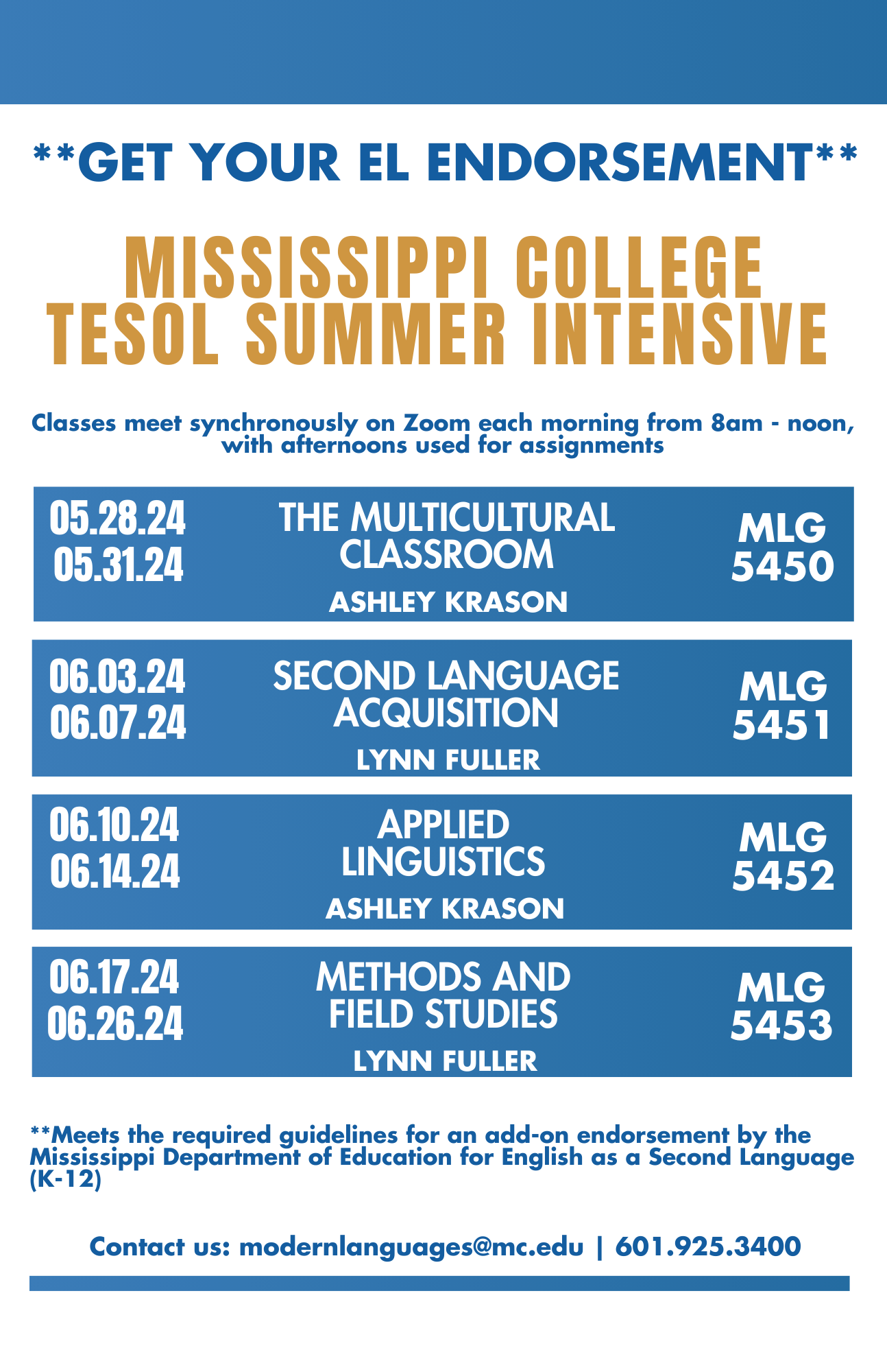 TESOL Summer Intensive program offered